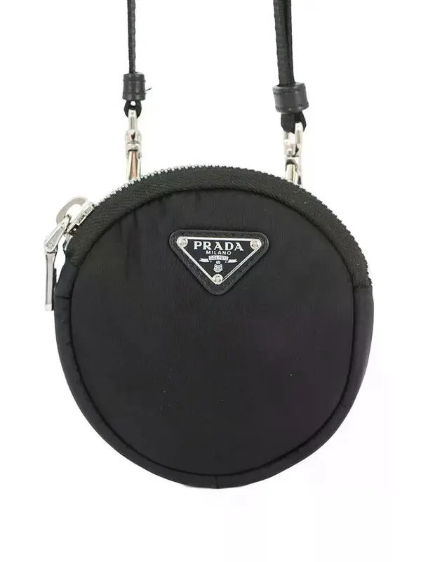 Prada Mini Tessuto Round Pouch Crossbody Bag - Black