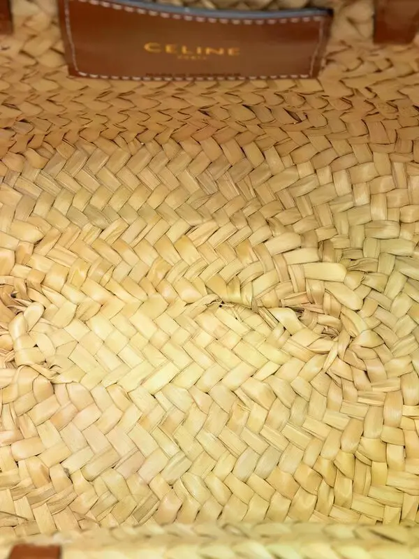 Celine Raffia Cuir Triomphe Classic Panier Tote Satchel