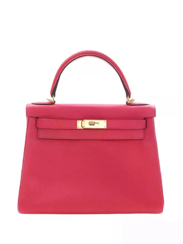 Hermès Taurillon Clemence Kelly Ii Retourne 28 Satchel - Pink