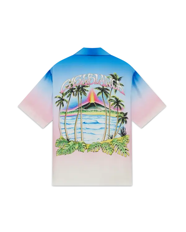 Casablanca Volcano Silk Short Sleeve Shirt - Multicolor