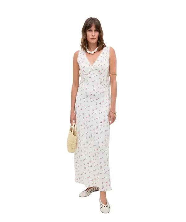 Rixo Sandrine Sienna Bud Ivory Dress - White