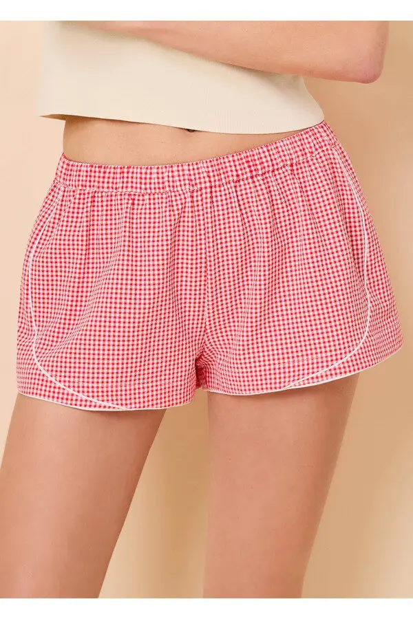 Solid & Striped Eleni Short Lipstick Gingham - Red