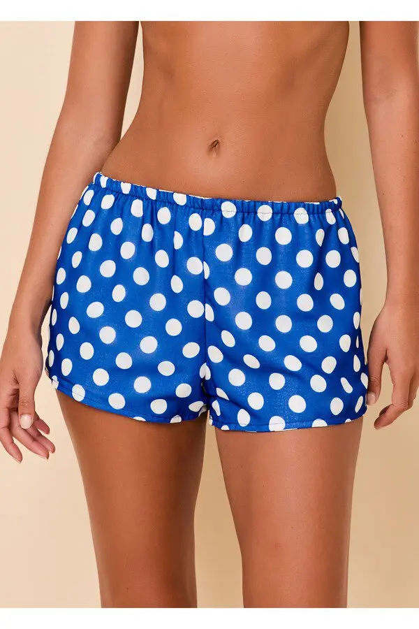 Solid & Striped Colette Reversible Short Crinkle Sheer Olympian Blue Polka Dot - Stripe