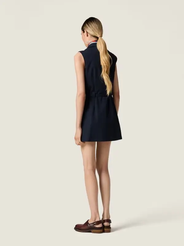 Miu Miu Navy Poplin Mini Dress - Blue