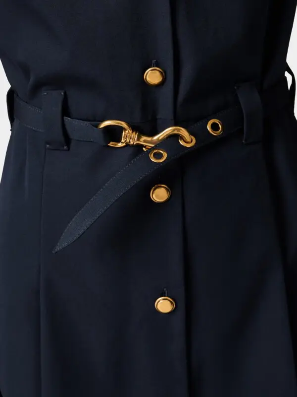 Miu Miu Navy Poplin Mini Dress - Blue