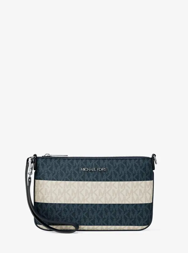 Michael Kors Jet Set Travel Striped Signature Logo Convertible Wristlet - Blue