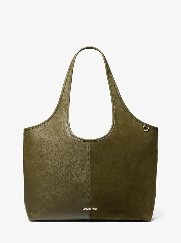 Michael Kors Henly Large Leather And Suede Tote Bag - Green