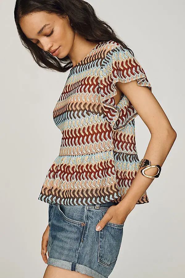 DOLAN LEFT COAST Crochet Peplum Top