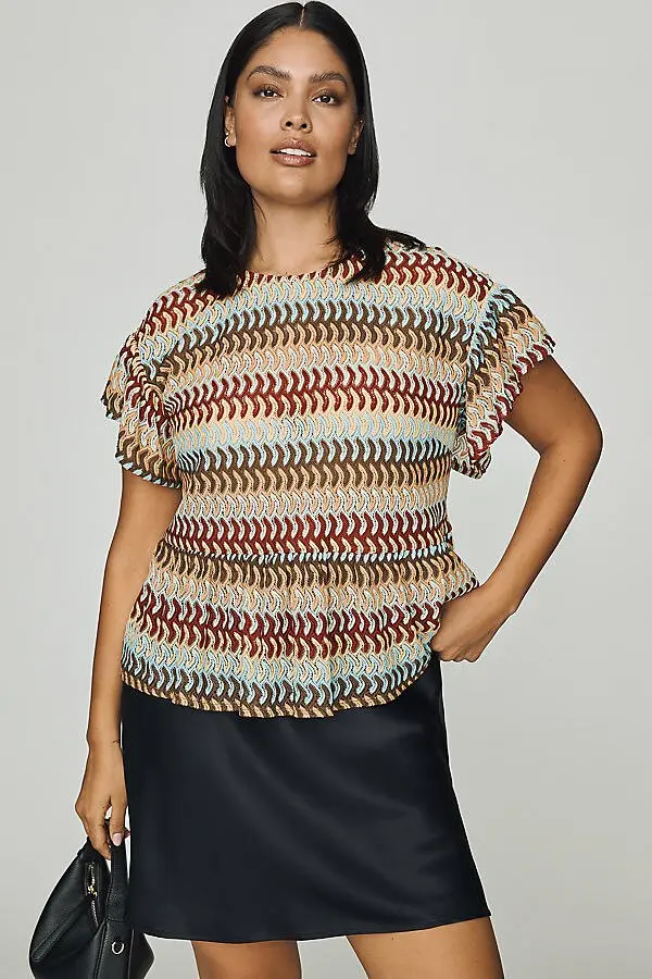 DOLAN LEFT COAST Crochet Peplum Top