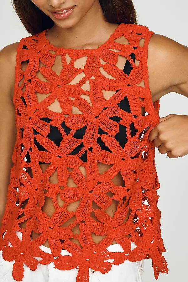 DOLAN LEFT COAST Cotton Crochet Tank Top