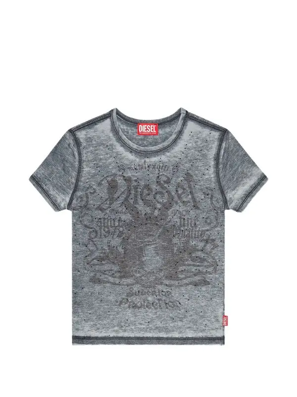 DIESEL® Grey Burnout Effect Embellished Top - Multicolor