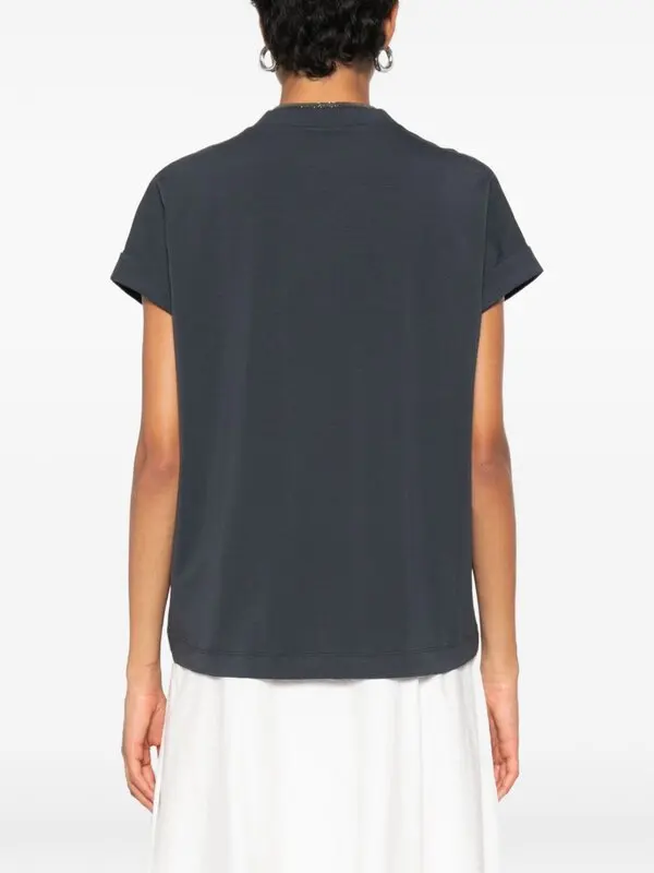 Brunello Cucinelli V-neck T-shirt With Monili Trim