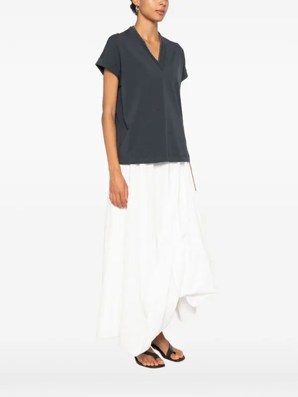 Brunello Cucinelli V-neck T-shirt With Monili Trim