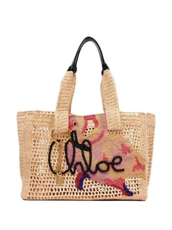 Chloé Summer Banana Rafia Tote Bag - Multicolor
