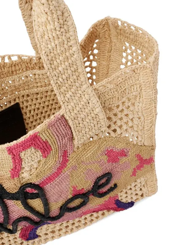 Chloé Raffia Tote Bag With Appliqu - Multicolor