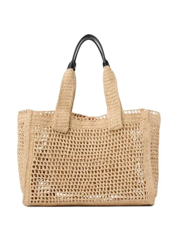 Chloé Raffia Tote Bag With Appliqu - Multicolor