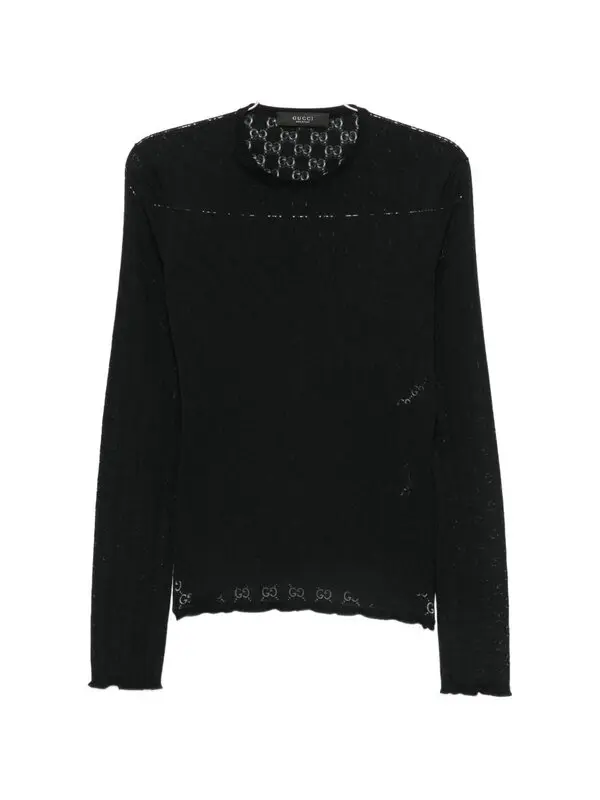 Gucci Gg-monogram Fine Knit Crew Neck Long Sleeve Sweater - Multicolor