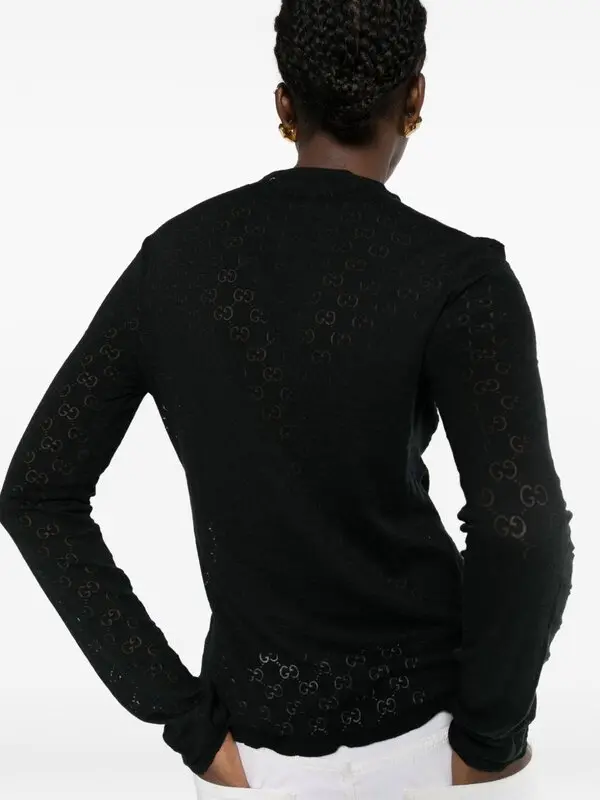 Gucci Gg-monogram Fine Knit Crew Neck Long Sleeve Sweater - Multicolor
