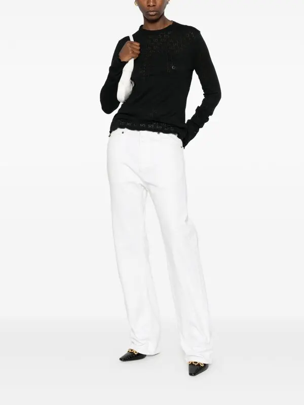 Gucci Gg-monogram Fine Knit Crew Neck Long Sleeve Sweater - Multicolor