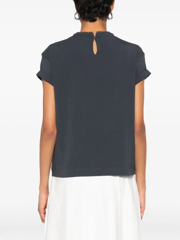 Brunello Cucinelli Monili-trim Collar Cotton T-shirt