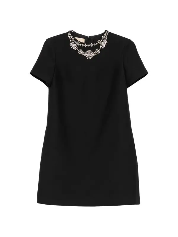 Valentino Garavani Wool And Silk Blend Mini Dress With Crystal Embellishment - Multicolor