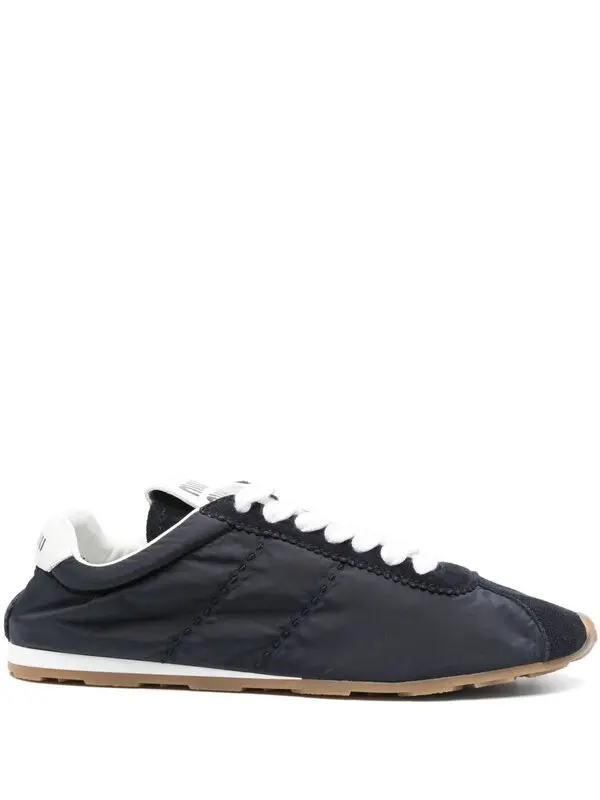 Miu Miu Plume Nylon And Leather Lace-up Sneakers - Multicolor