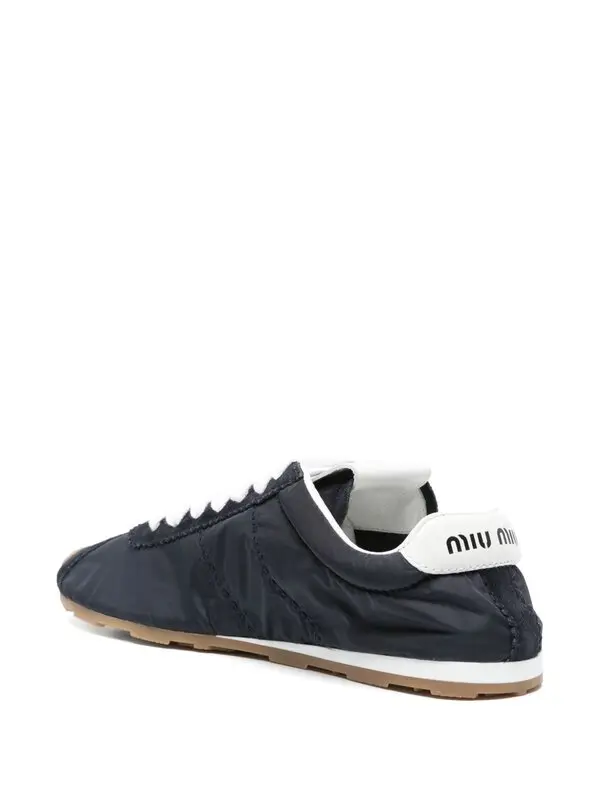 Miu Miu Plume Nylon And Leather Lace-up Sneakers - Multicolor