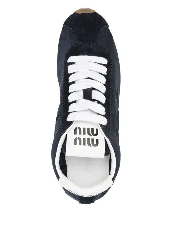 Miu Miu Plume Nylon And Leather Lace-up Sneakers - Multicolor