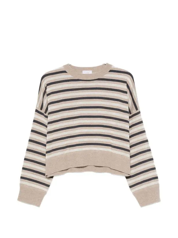 Brunello Cucinelli Striped Cashmere Crew Neck Sweater - Multicolor