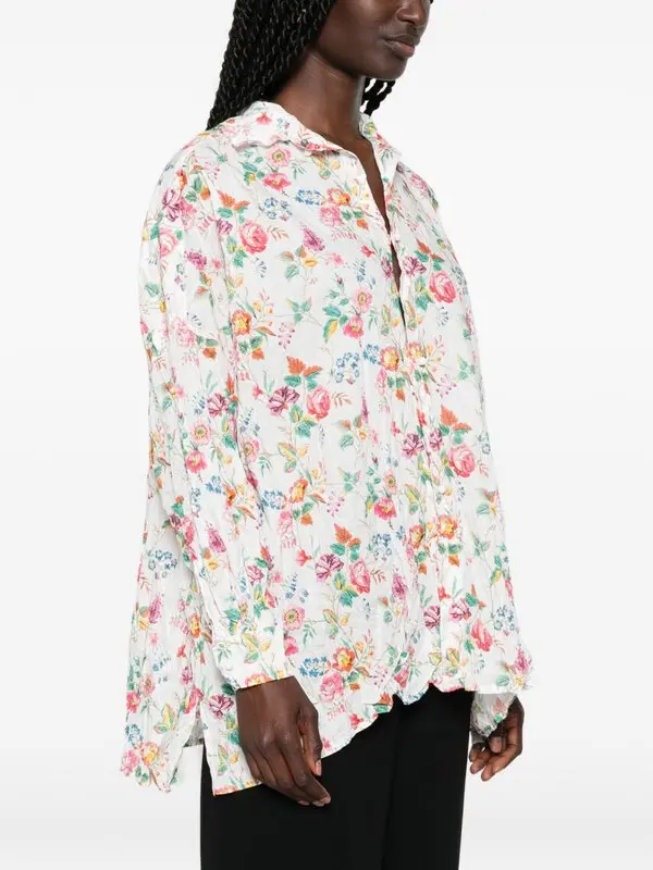 DANIELA GREGIS Floral Print Crinkled Cotton Shirt