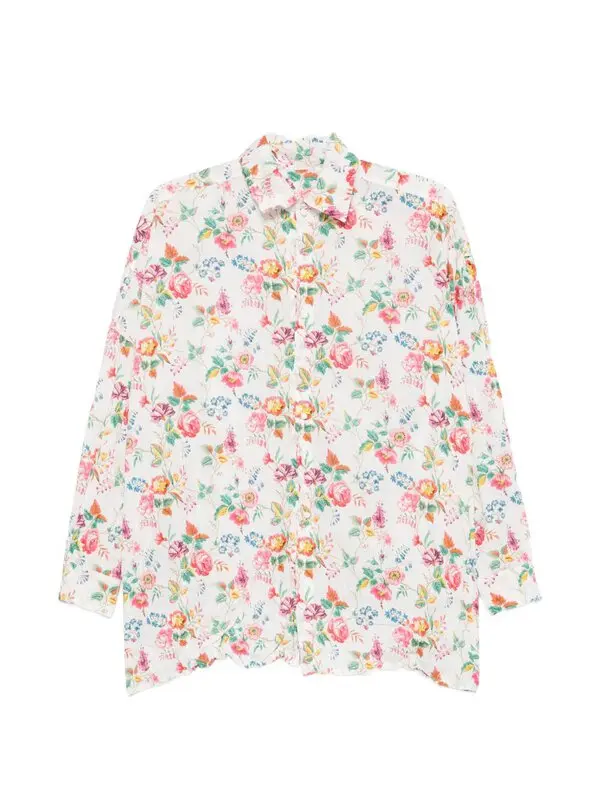 DANIELA GREGIS Floral Print Crinkled Cotton Shirt - Multicolor