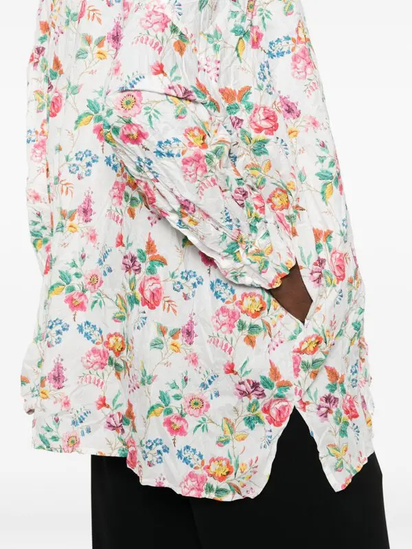 DANIELA GREGIS Floral Print Crinkled Cotton Shirt - Multicolor