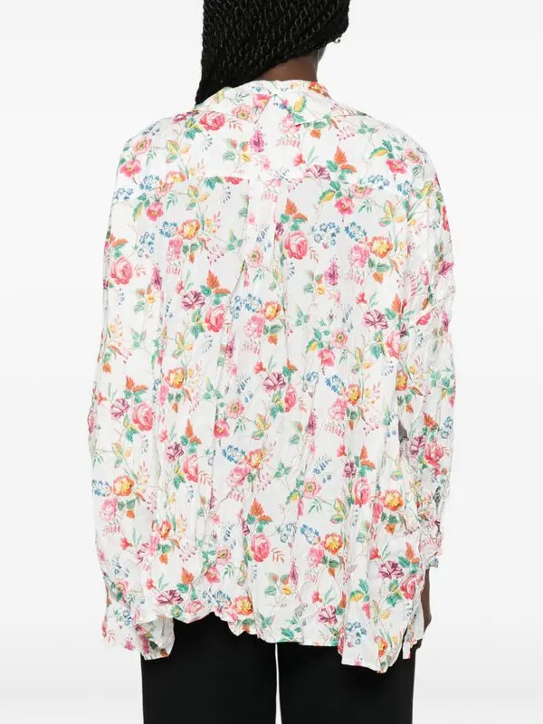 DANIELA GREGIS Floral Print Crinkled Cotton Shirt - Multicolor
