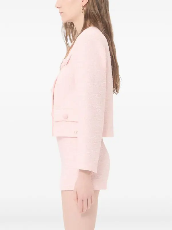 Valentino Garavani Pink Crinkle Texture Tweed Jacket - Multicolor