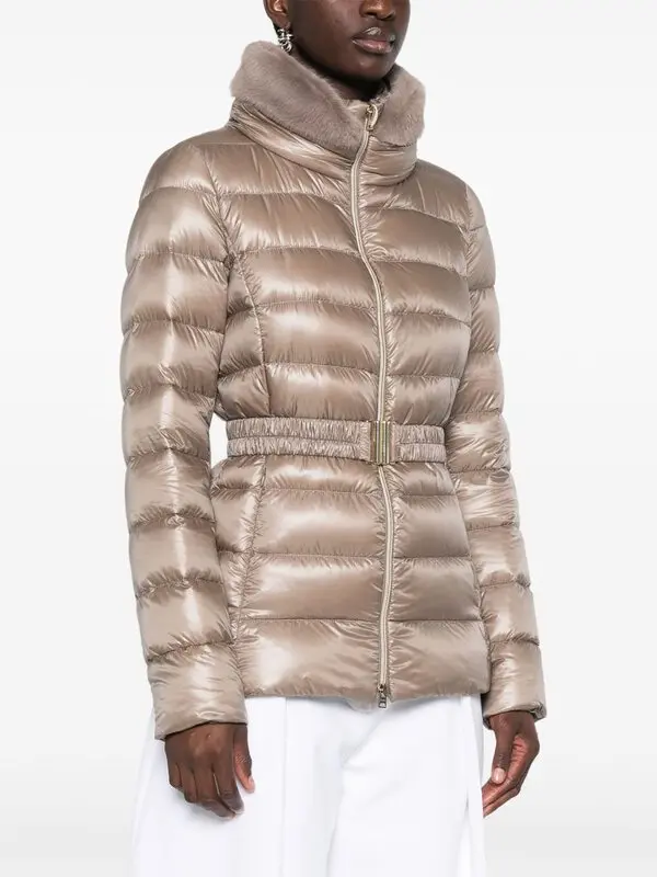 Herno Belted Down Jacket With Fur Collar - Multicolor