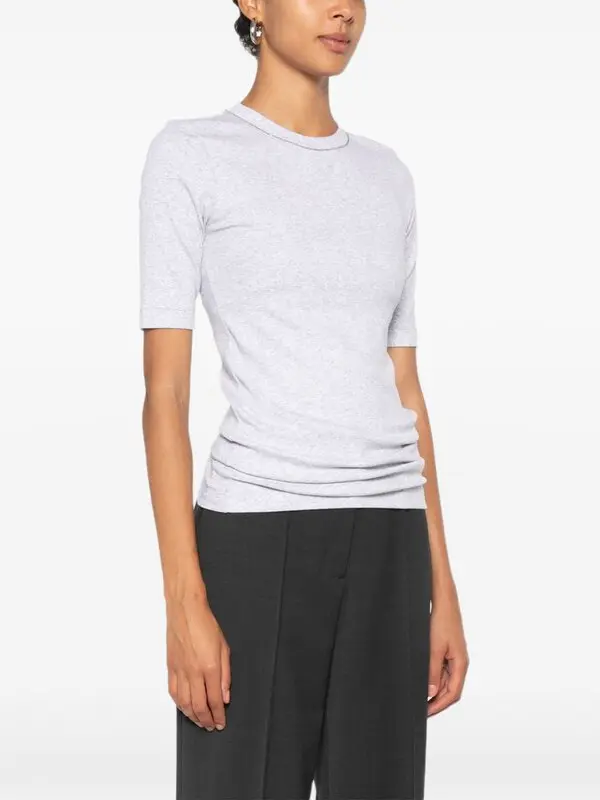 Brunello Cucinelli Grey Cotton Crewneck Sweater With Monili-trim Collar - Multicolor