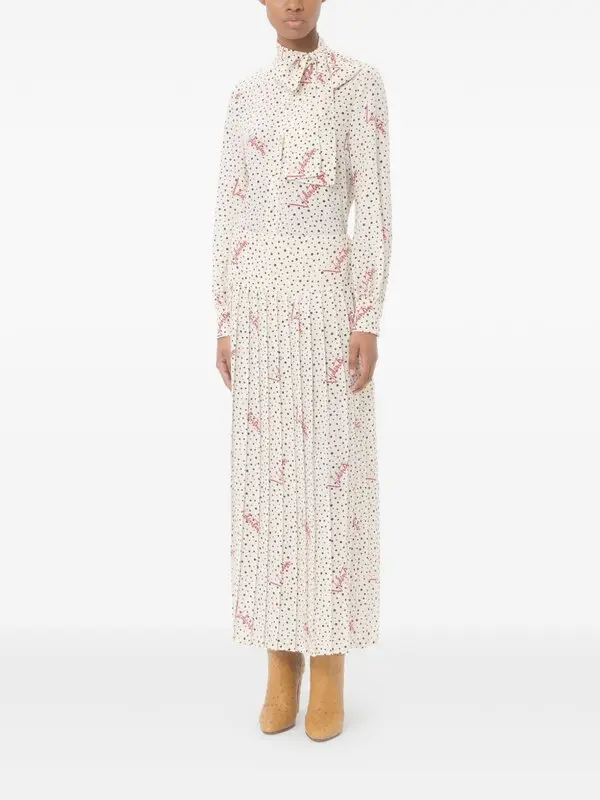 Valentino Garavani Silk Crepe De Chine Shirt With Polka Dot And Script Print - Multicolor