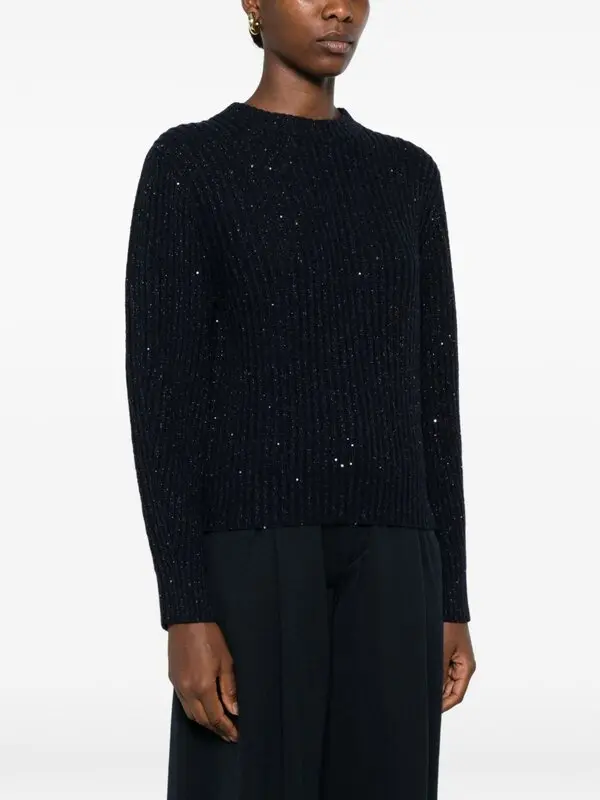 Brunello Cucinelli Ribbed Knit Sequined Crewneck Jumper