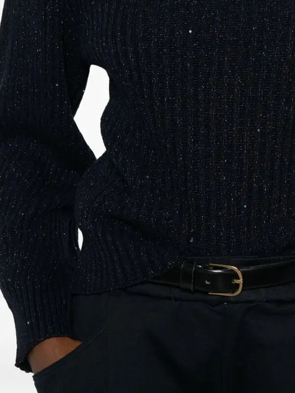 Brunello Cucinelli Ribbed Knit Sequined Crewneck Jumper