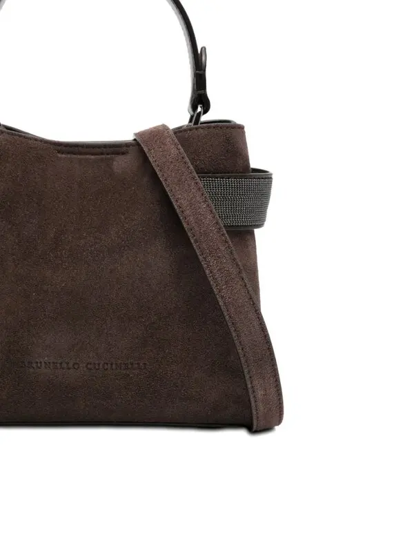 Brunello Cucinelli Leather Handbag With Monili Chain Embellishment - Multicolor
