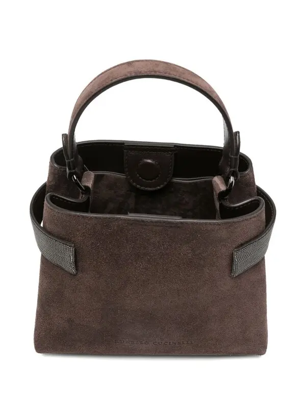 Brunello Cucinelli Leather Handbag With Monili Chain Embellishment - Multicolor