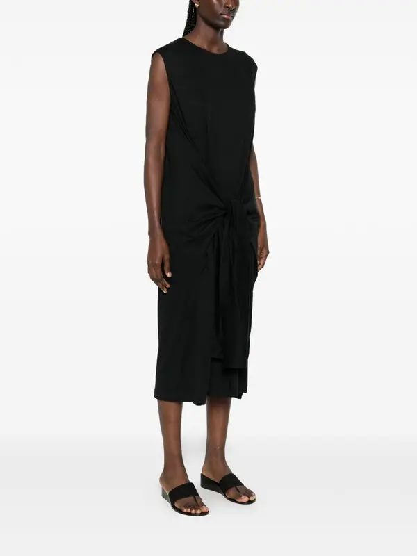 TOTEME Black Knotted Detail Round Neck Sleeveless Cotton Dress - Multicolor