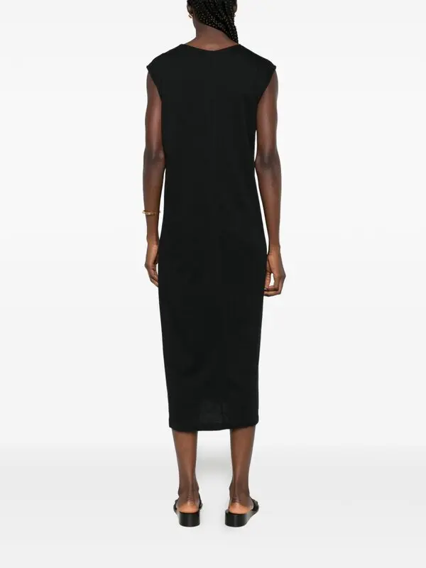 TOTEME Black Knotted Detail Round Neck Sleeveless Cotton Dress - Multicolor