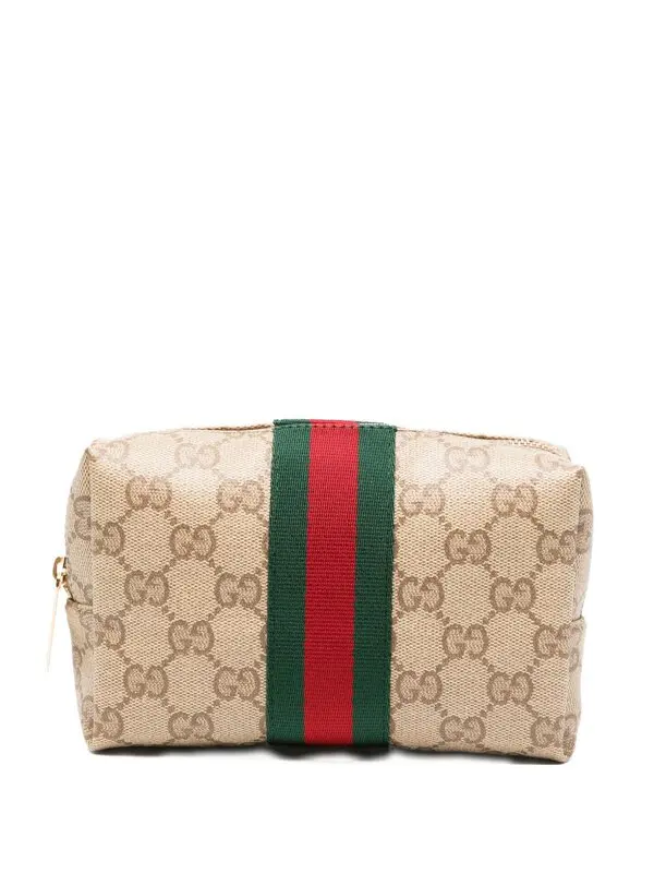 Gucci Gg Supreme Web Detail Beauty Case - Multicolor