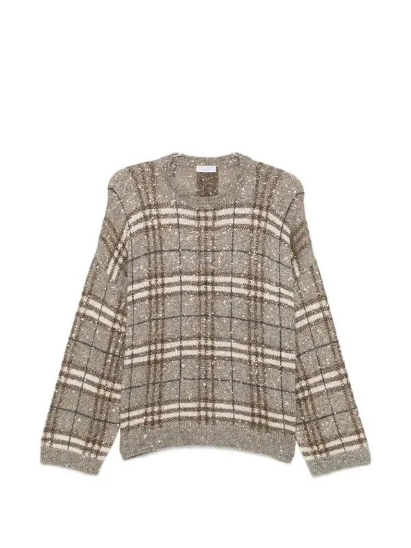 Brunello Cucinelli Check Crewneck Sweater - Multicolor