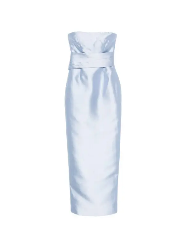 Solace London Strapless V-neck Gown With Rear Zip And Central Vent - Multicolor