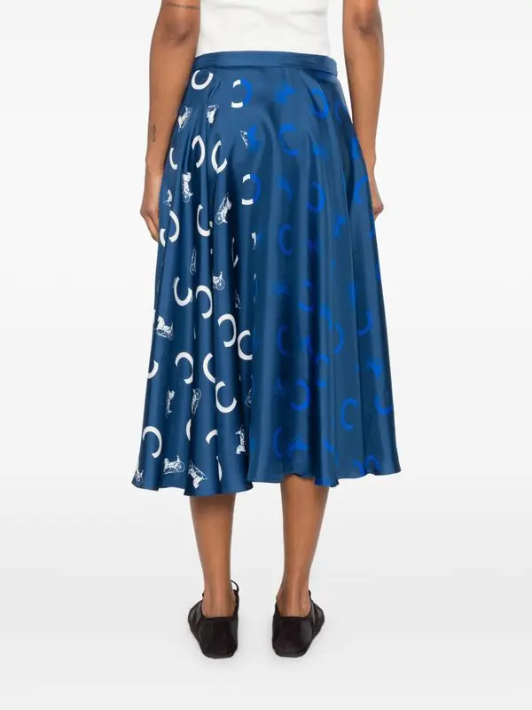 Celine Silk A-line Skirt With Logo Print