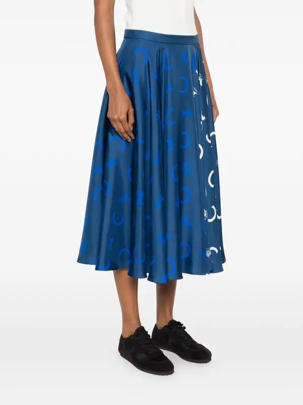 Celine Silk A-line Skirt With Logo Print