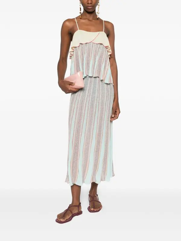 FORTE_FORTE Pleated Midi Skirt - Multicolor