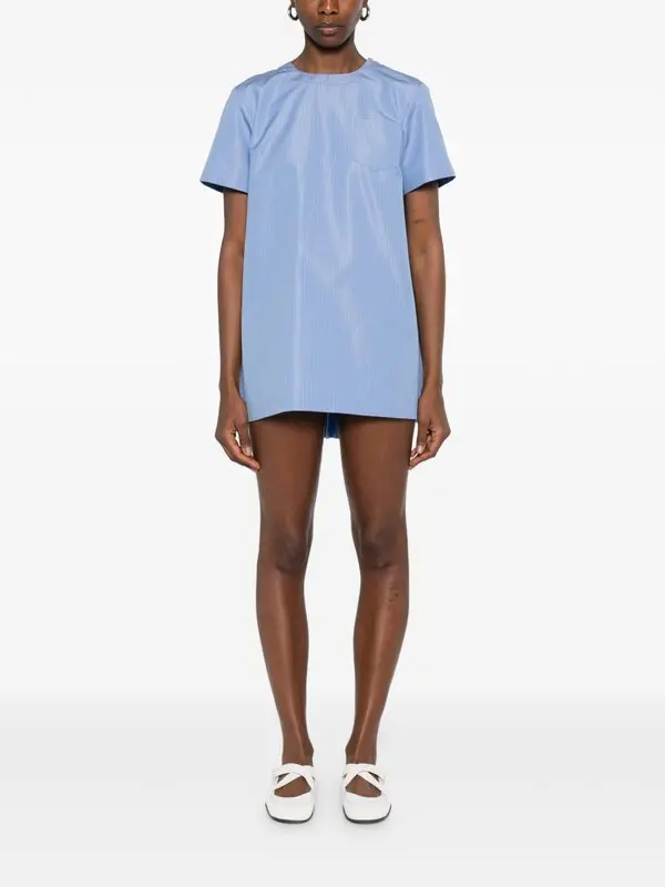Sacai Cotton Mini Dress With Pleated Back - Multicolor